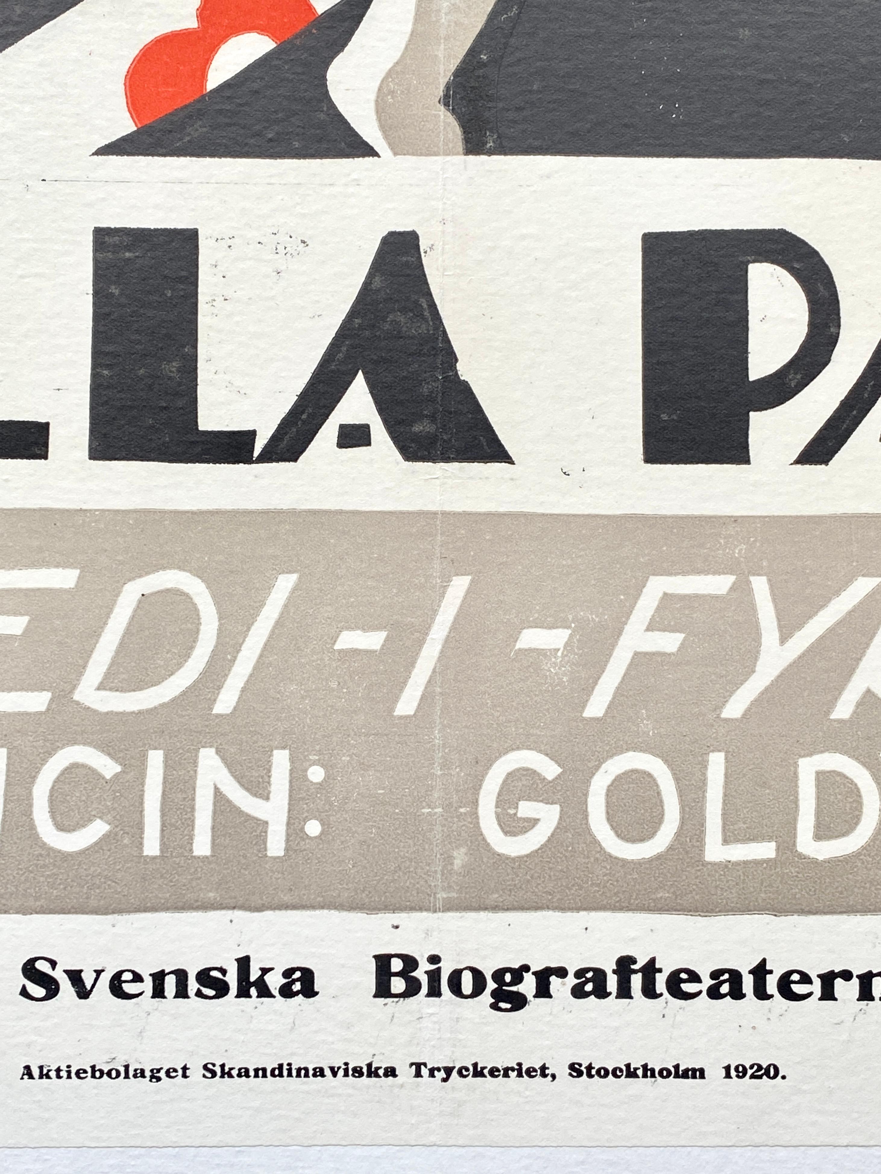 'The Slim Princess' Original Vintage Linocut Movie Poster, Swedish ...