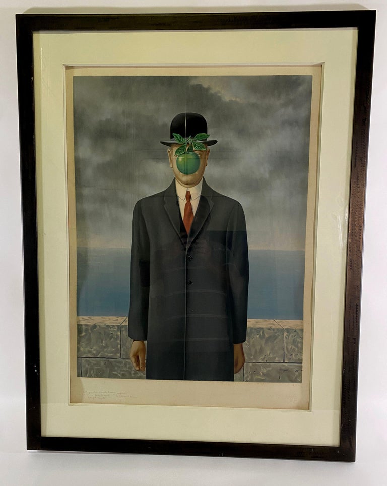 "the son of man" Litho, Rene Magritte, Inscribed by Wife at 1stDibs