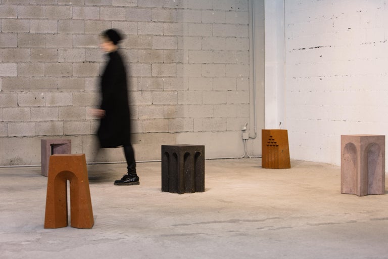 Geometric Arch Side Table in Red Tuff For Sale at 1stDibs