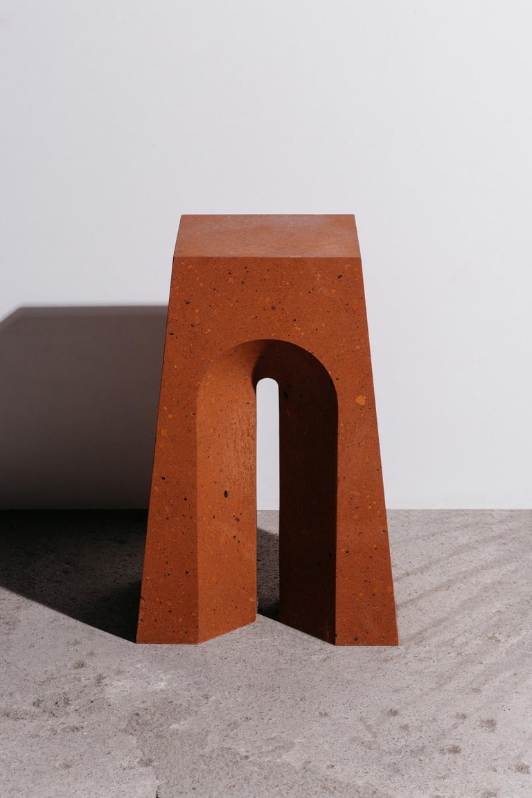 Geometric Arch Side Table in Red Tuff For Sale at 1stDibs