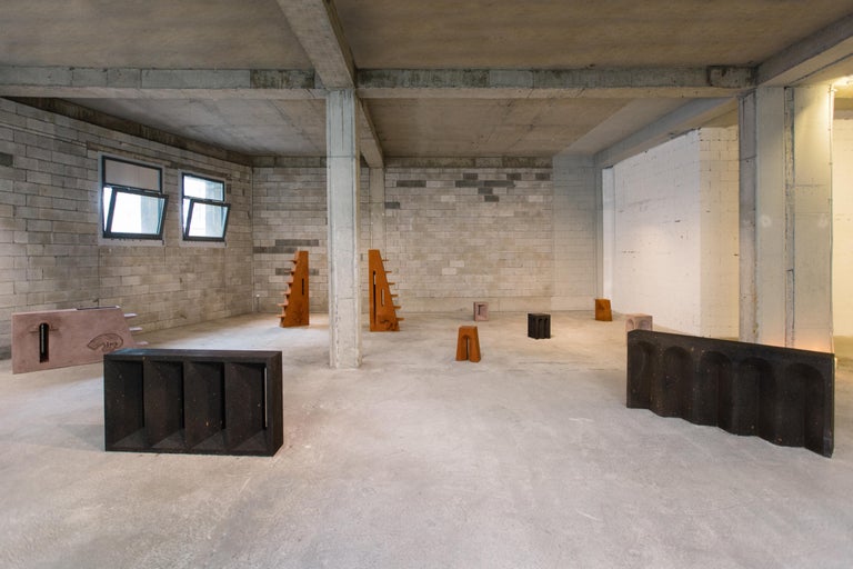 Geometric Arch Side Table in Red Tuff For Sale at 1stDibs