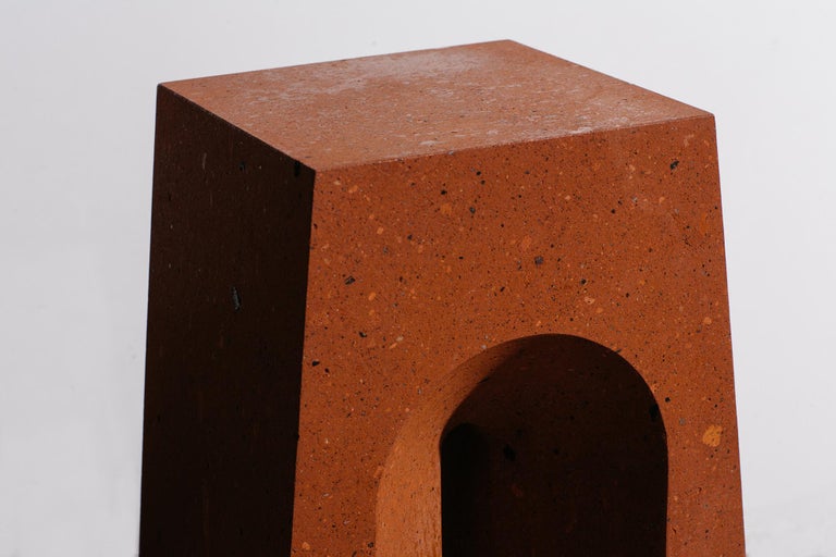 Geometric Arch Side Table in Red Tuff For Sale at 1stDibs