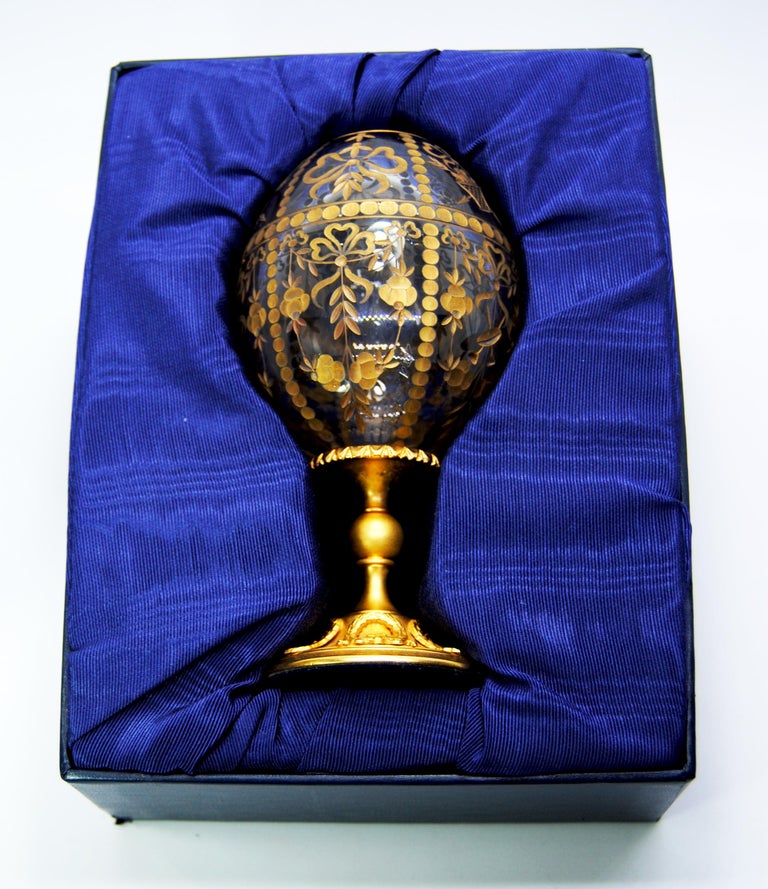 Star of the North Faberge Crystal Egg with Sterling Silver Gold-Plated ...