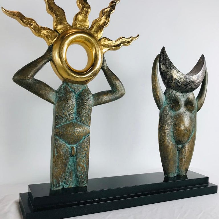 "The Sun and the Moon" Bronze Sculpture by Henry Schiowitz For Sale at ...