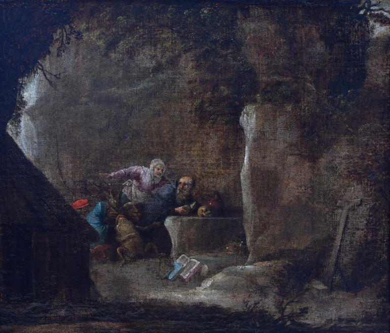 The temptation of St Anthony. Oil on canvas. 17th c., after David Teniers II For Sale at 1stDibs