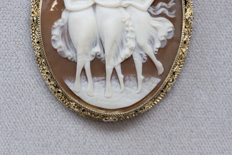 The Three Graces Carved Cameo in Gilt Silver For Sale at 1stDibs