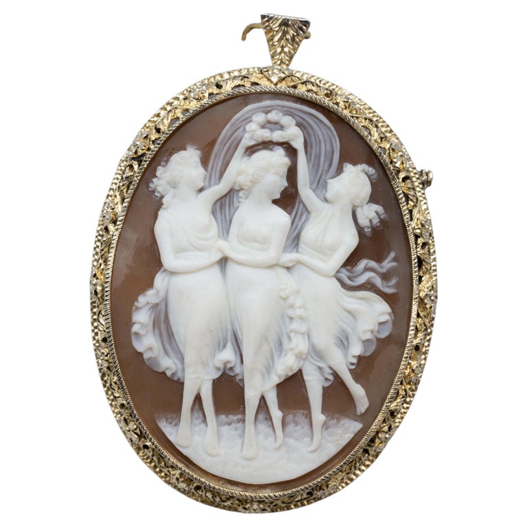 The Three Graces Carved Cameo in Gilt Silver For Sale at 1stDibs