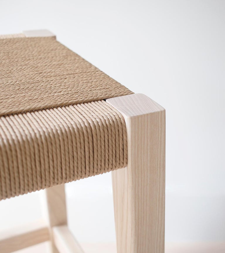 The Weaver's Bar Stool in Wood and Paper Cord Handcrafted in Portugal ...