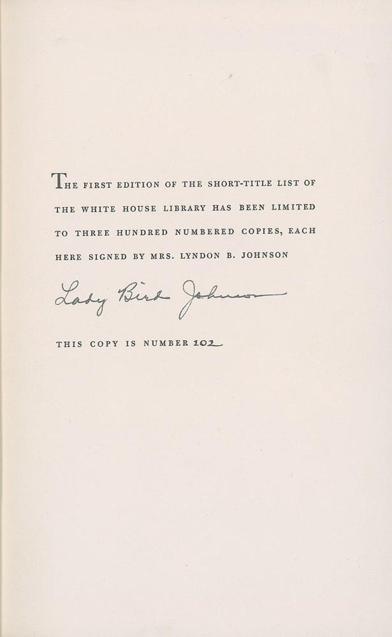 "The White House Library" Signed by Lady Bird Johnson, Limited First ...
