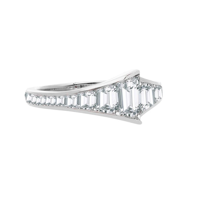 Customizable The White Sapphire Trapezoid Ring, Silver, Step Cut For ...