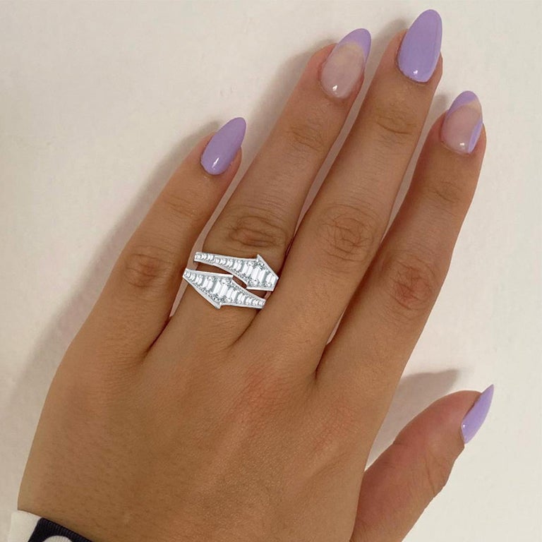 Customizable The White Sapphire Trapezoid Ring, Silver, Step Cut For ...