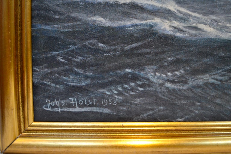 Windjammer "Pisacua" Under Full Sail in Rough Seas by Johannes Holst at ...