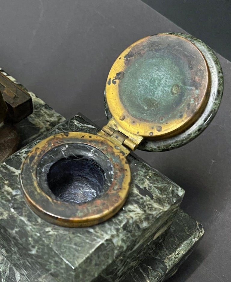 "The Young Architect," Monumental Bronze and Marble Inkwell/Pen Tray ...