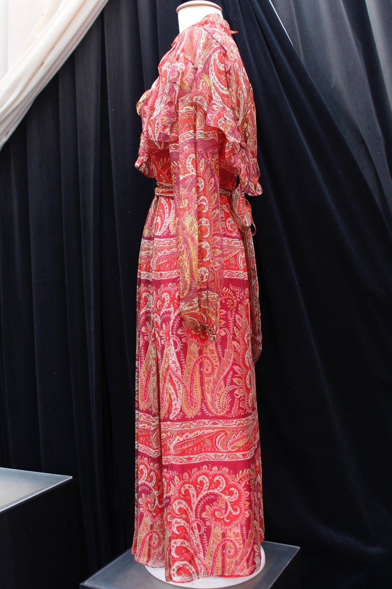 Thea Porter Couture gorgeous red bohemian style dress, 1970’s For Sale ...