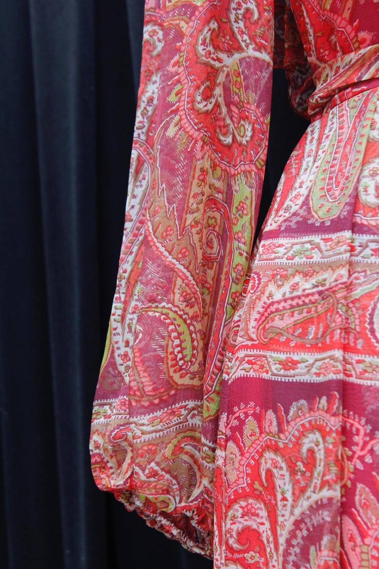 Thea Porter Couture gorgeous red bohemian style dress, 1970’s For Sale ...