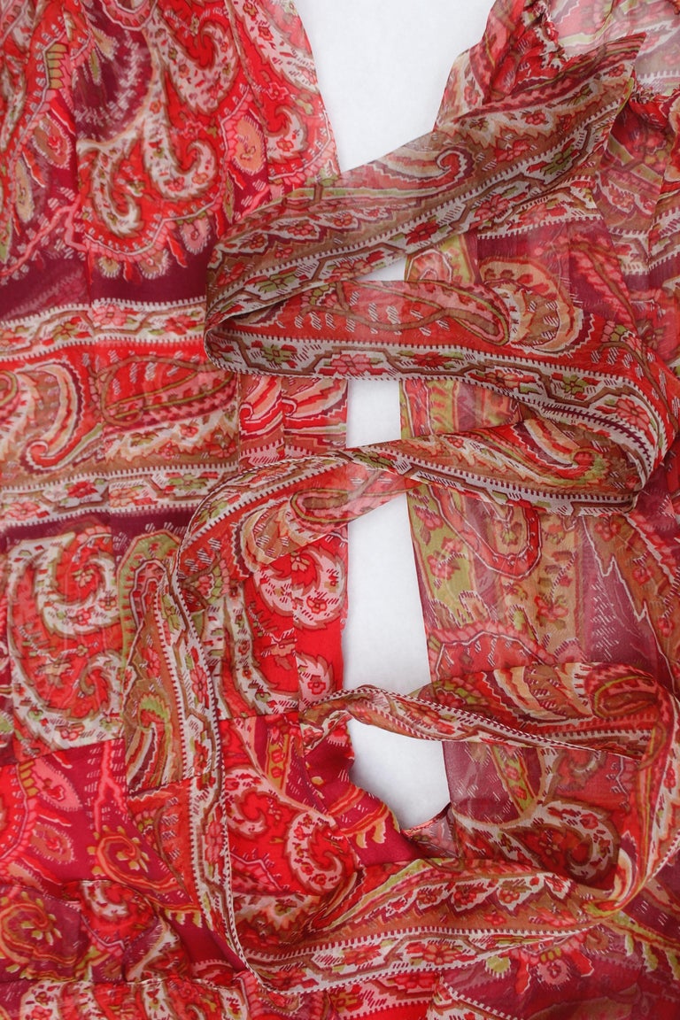 Thea Porter Couture gorgeous red bohemian style dress, 1970’s For Sale ...