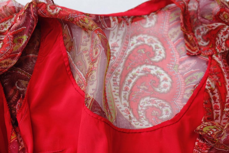 Thea Porter Couture gorgeous red bohemian style dress, 1970’s For Sale ...