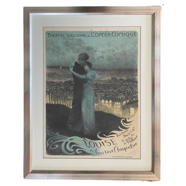 French Art Deco Theatrical Framed Poster For Sale at 1stDibs