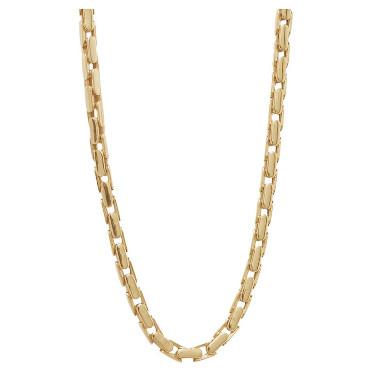 Theo Elongated Chain Necklace 14k Solid Yellow Gold For Sale at 1stDibs