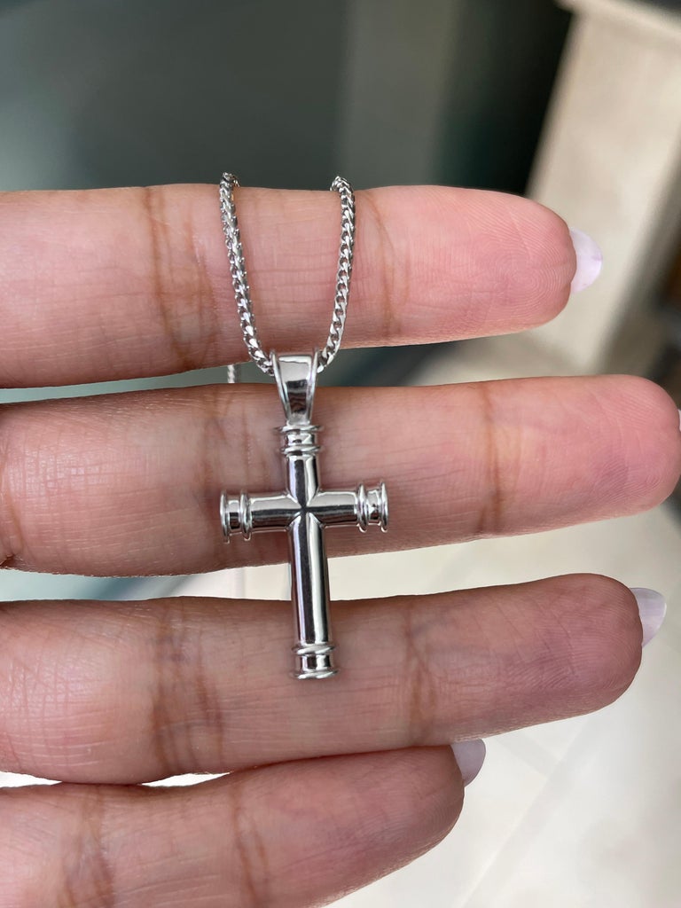 Theo Fennell 18 Carat White Gold Small Tod Cross Pendant and Chain For ...