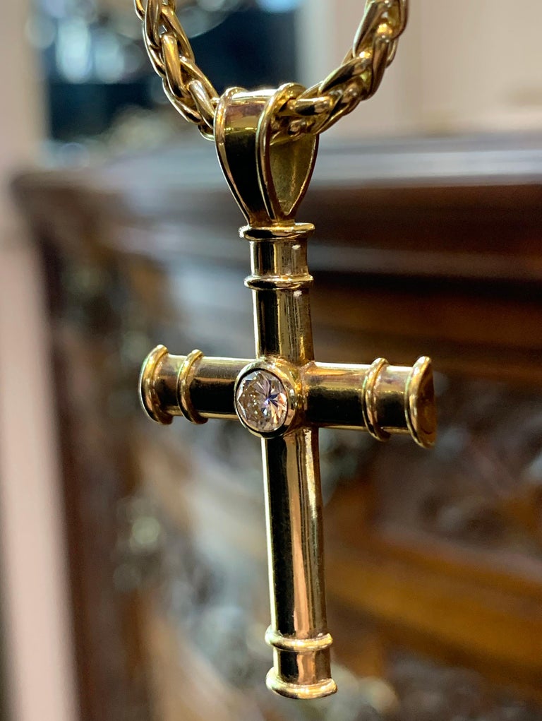 Theo Fennell Diamond Cross 18 Carat Gold Pendant and Chain For Sale at ...