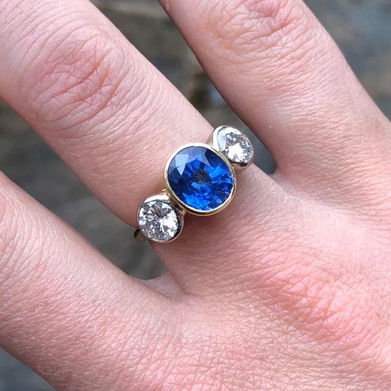 Theo Fennell Sapphire Diamond Gold Trilogy Ring For Sale at 1stDibs