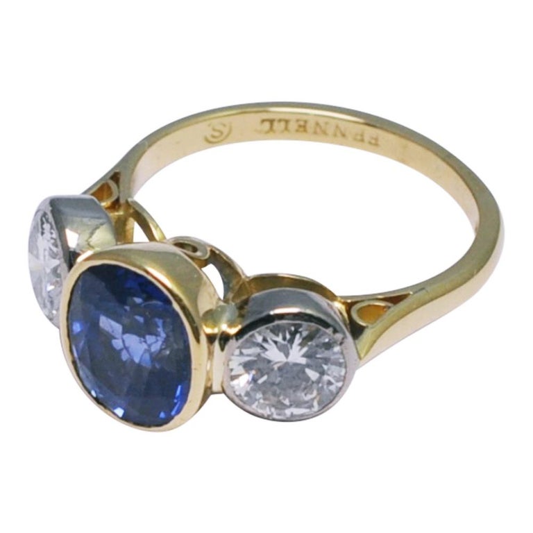 Theo Fennell Sapphire Diamond Gold Trilogy Ring For Sale at 1stDibs