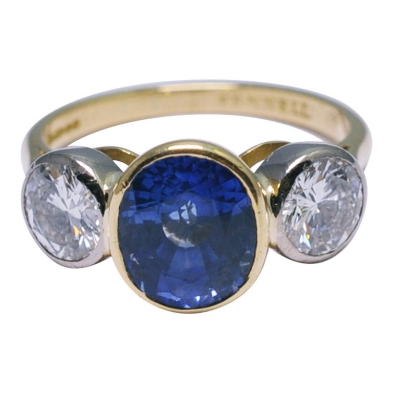 Theo Fennell Sapphire Diamond Gold Trilogy Ring For Sale at 1stDibs