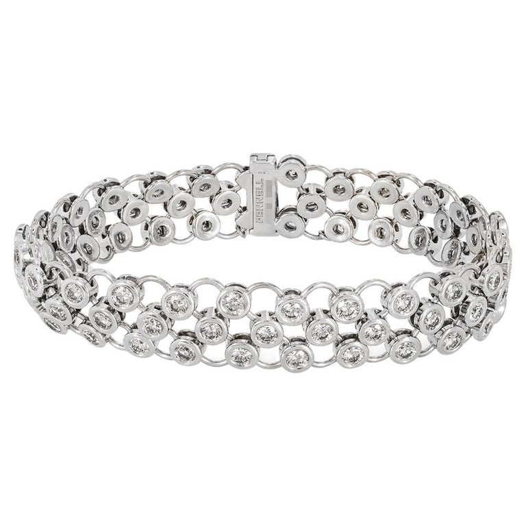 Theo Fennell White Gold Diamond Three Row Slinky Bracelet 7.80ct TDW ...