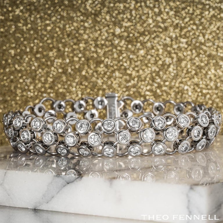 Theo Fennell White Gold Diamond Three Row Slinky Bracelet 7.80ct TDW ...