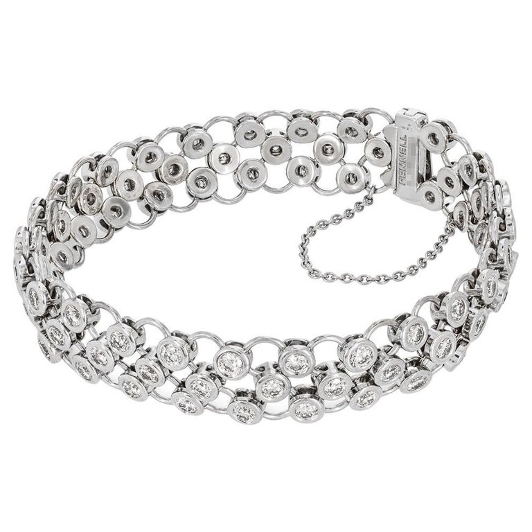 Theo Fennell White Gold Diamond Three Row Slinky Bracelet 7.80ct TDW ...