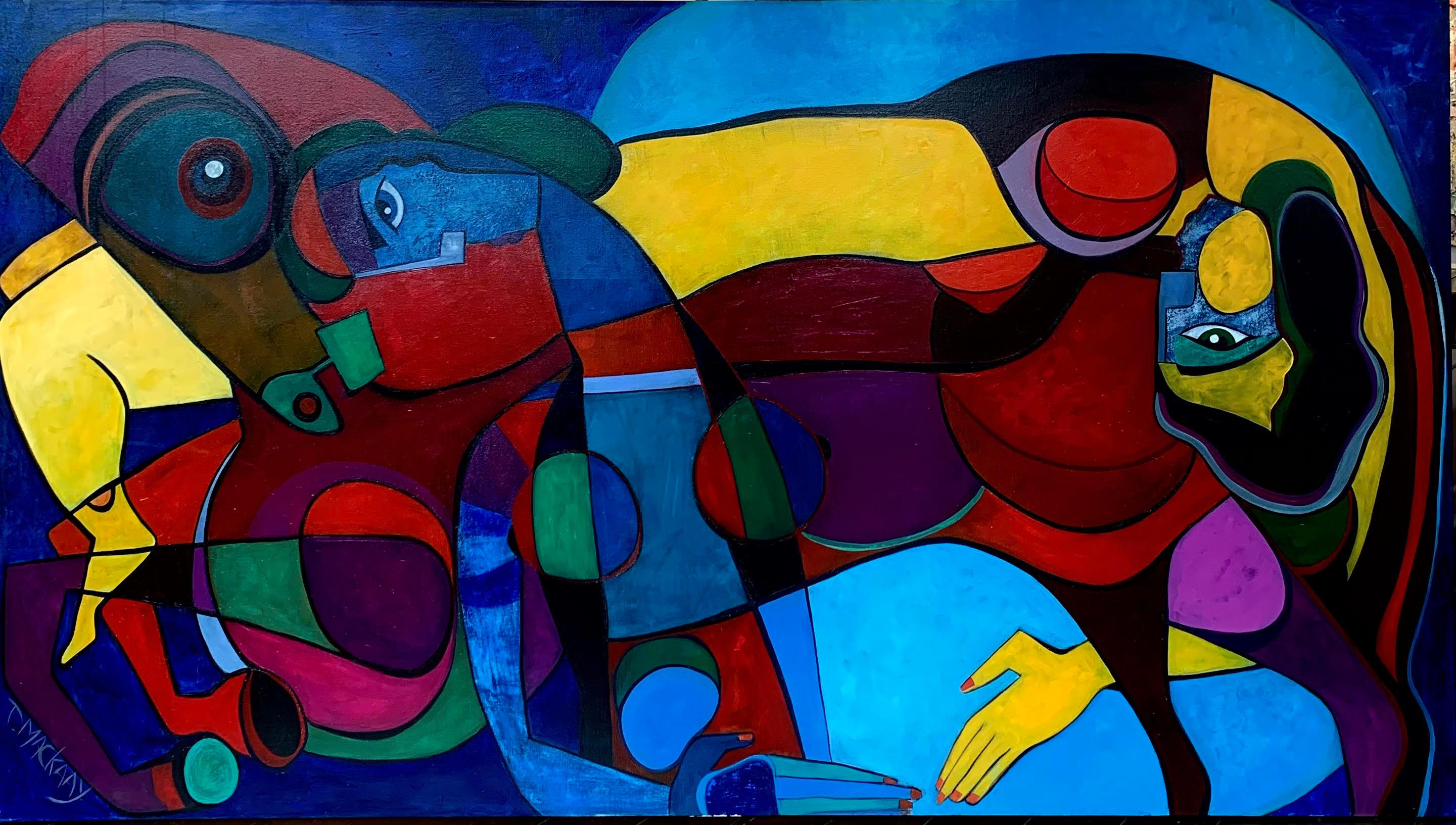 Theo Mackaay - Capricon Painting Oil on Linnen Sun Colorful In Stock ...