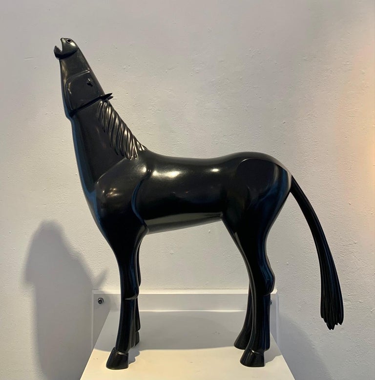 Theo Mackaay - Arabian Black Horse Bronze Sculpture Contemporary In ...