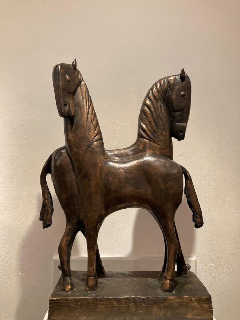 Theo Mackaay - Ascott Bronze Sculpture Horses Together Dutch Realism In ...