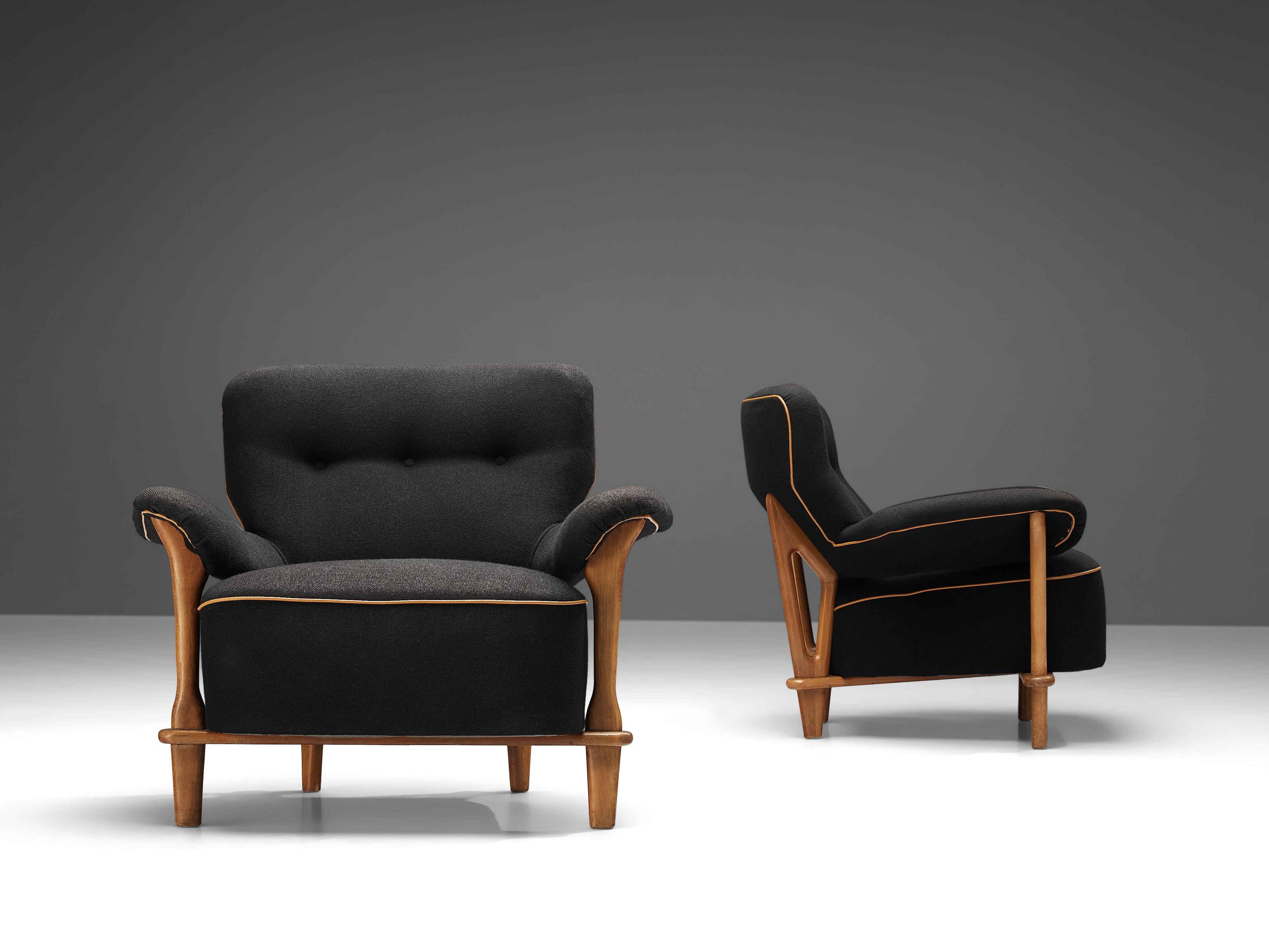 Theo Ruth for Artifort Pair of Lounge Chairs 109 in Oak and Black ...