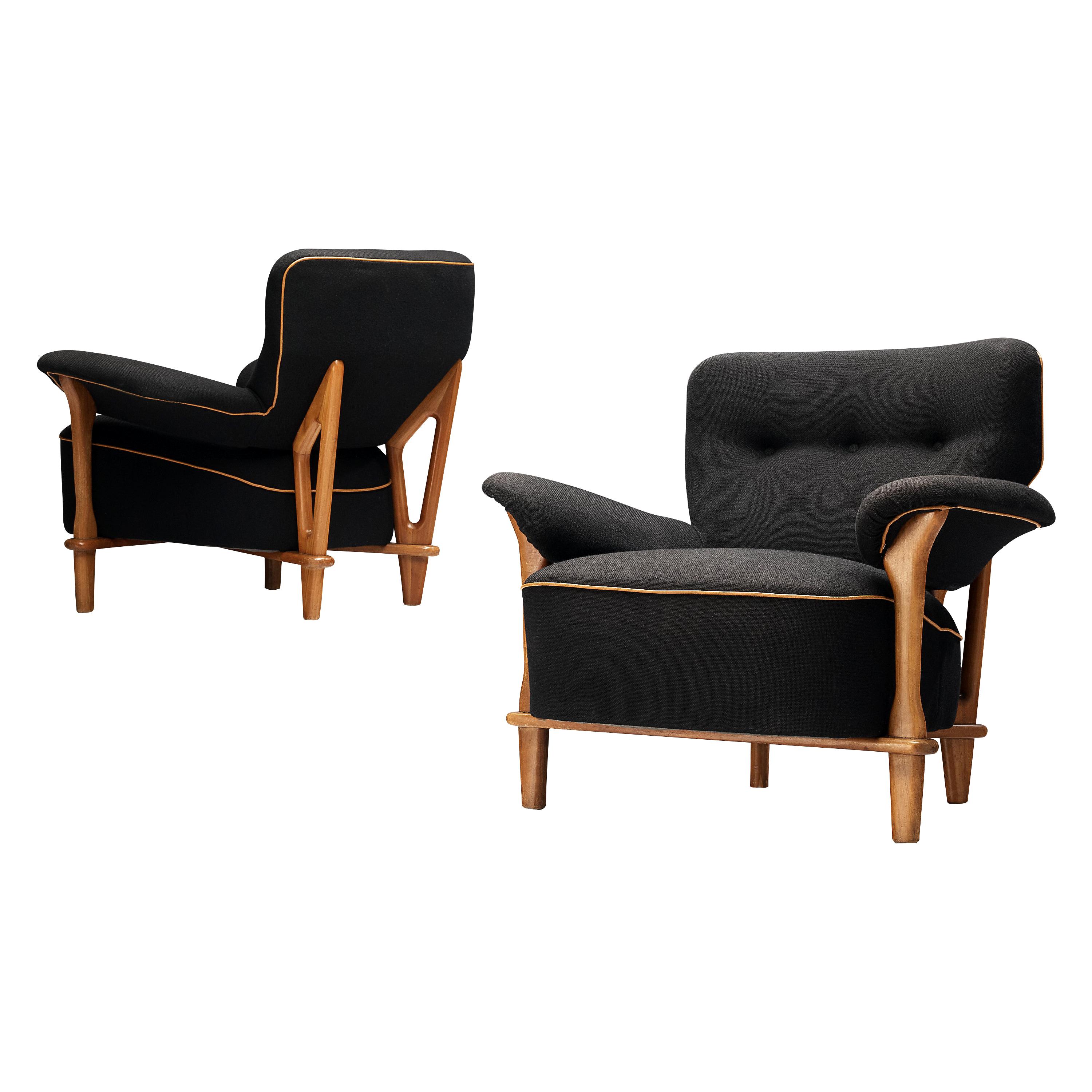 Theo Ruth for Artifort Pair of Lounge Chairs 109 in Oak and Black ...
