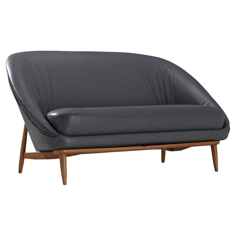 Theo Ruth for Artifort Sofa in Dark Grey Leather For Sale at 1stDibs