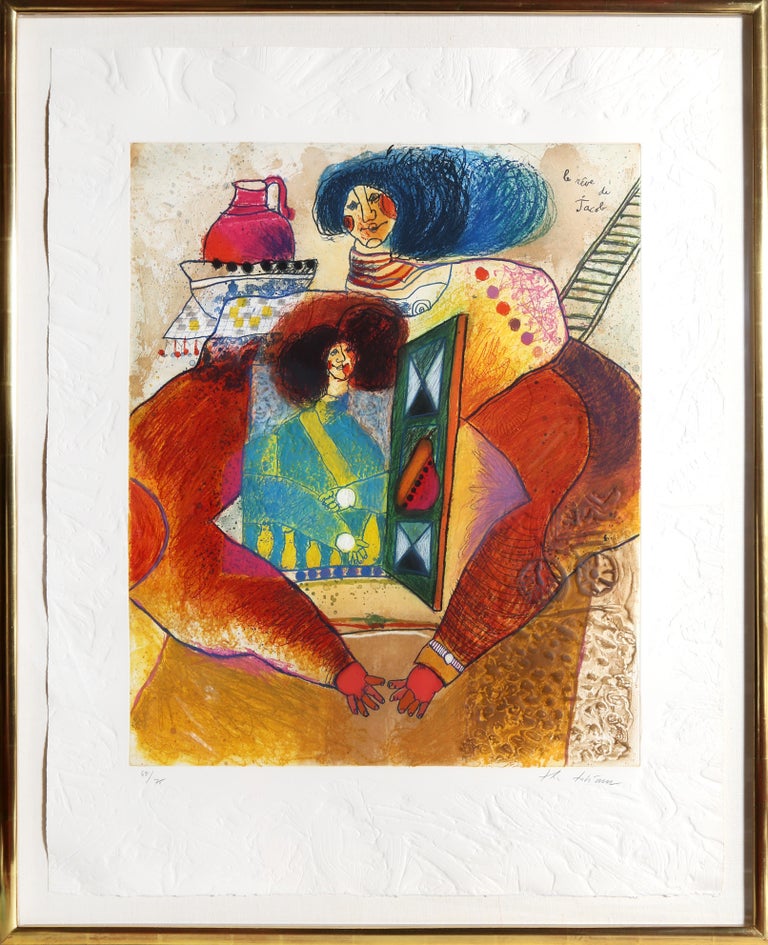Théo Tobiasse - Le Reve de Jacob, Large Framed Etching by Theo Tobiasse For Sale at 1stDibs