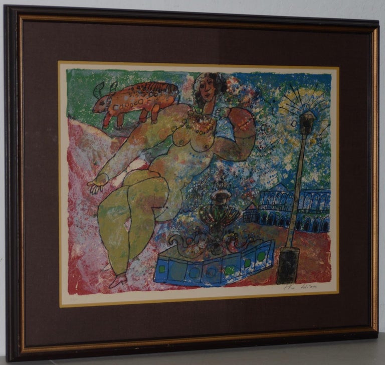 Théo Tobiasse - Theo Tobiasse "Woman" Original Color Lithograph Signed / Numbered c.1960s For ...