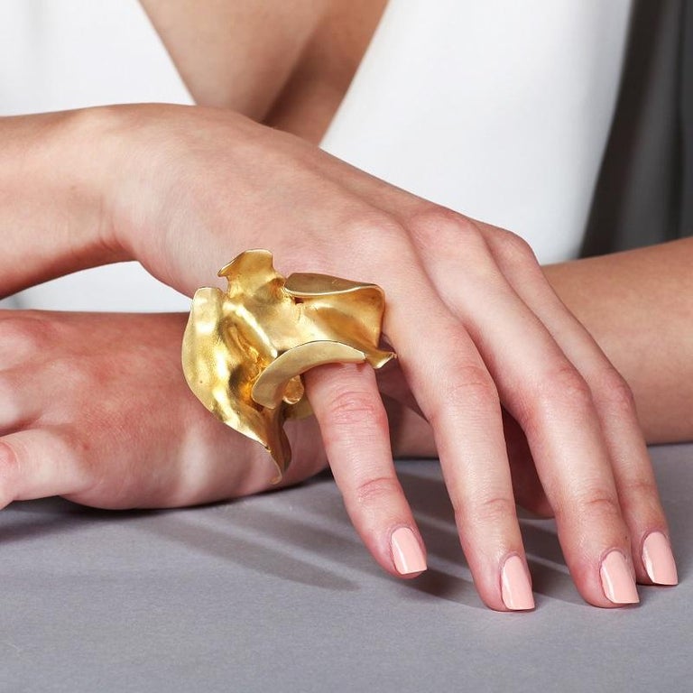 Customizable Theodora D. Flamenco Ring Silver 950 Vermeil For Sale at 1stDibs