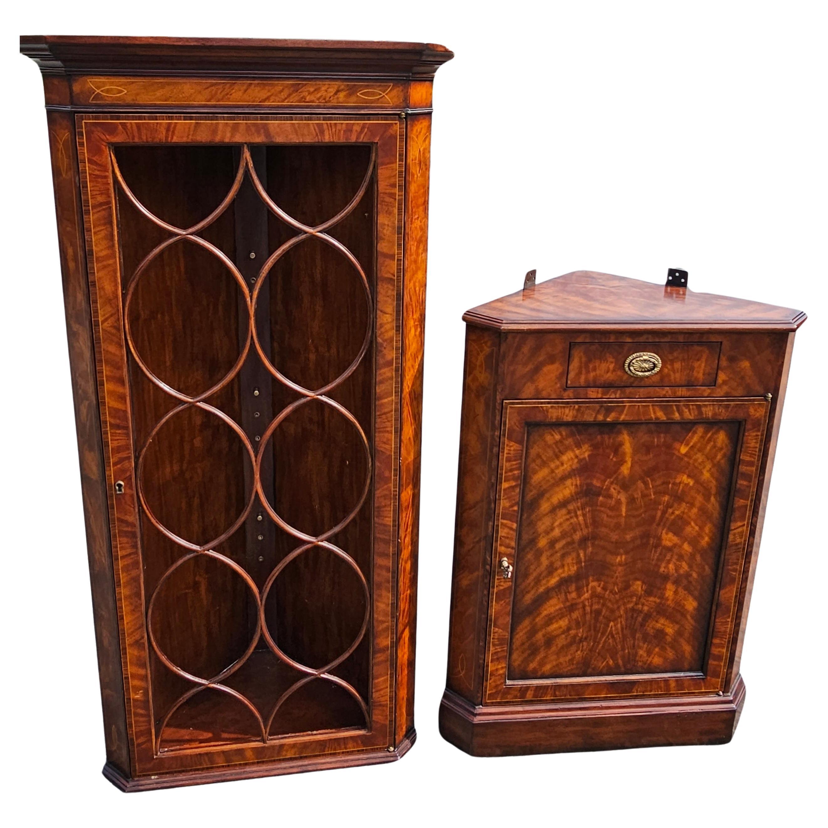 Theodore Alexander A Corner Flame Mahogany Two-Part Cabinet For Sale at ...
