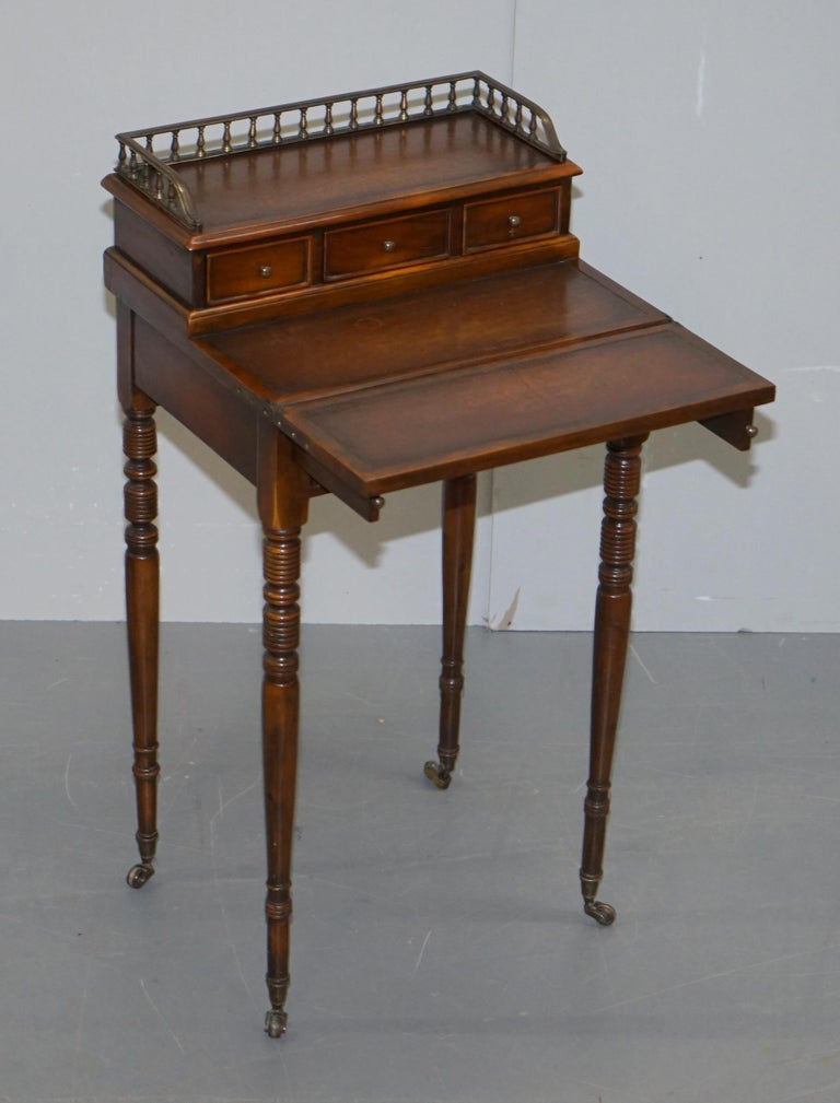 Theodore Alexander Brown Leather Folding Bureau Desk Writing Table at ...