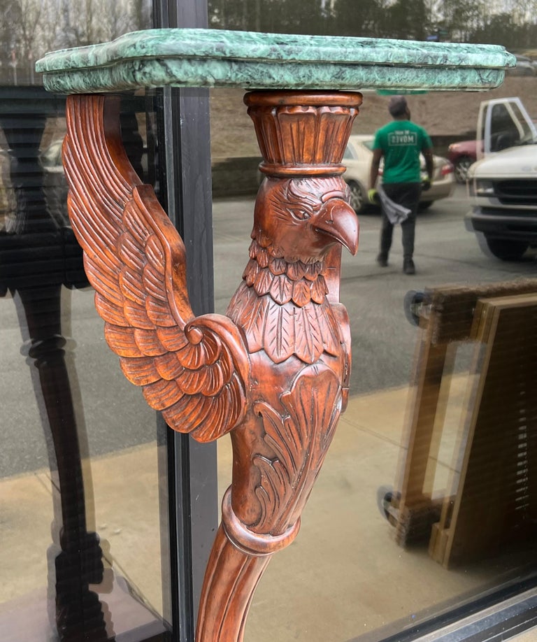 Theodore Alexander Carved Eagle Empire Marble Top Pedestals / Tables ...