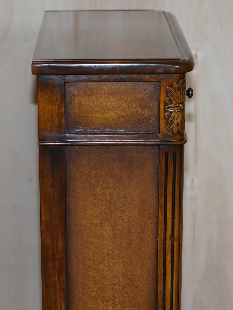 Theodore Alexander Dwarf Open Bookcase with Brown Leather Side Panels ...
