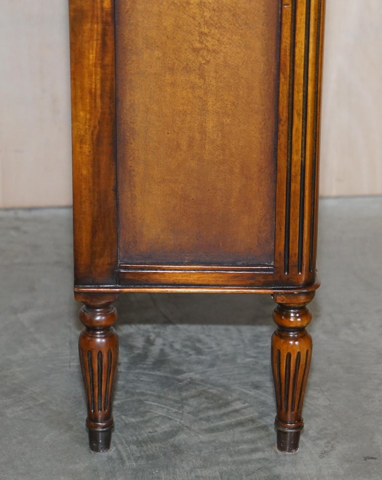 Theodore Alexander Dwarf Open Bookcase with Brown Leather Side Panels ...