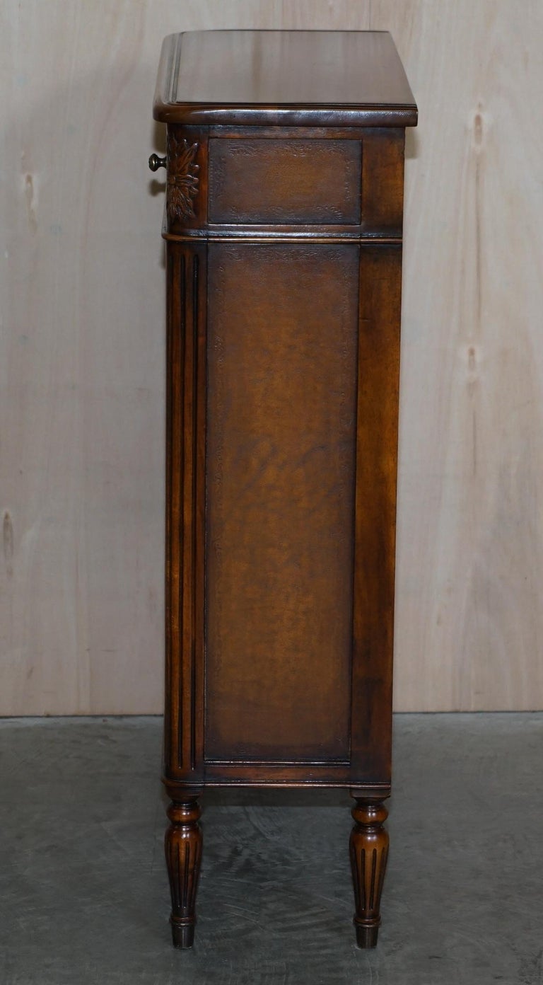 Theodore Alexander Dwarf Open Bookcase with Brown Leather Side Panels ...