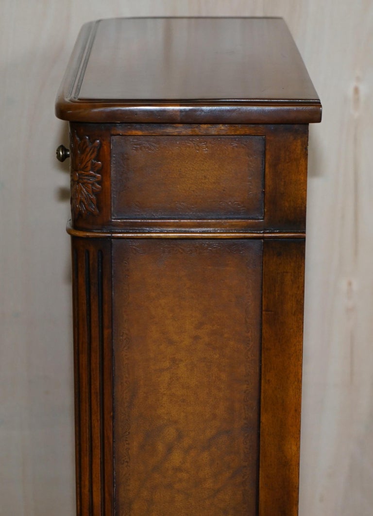 Theodore Alexander Dwarf Open Bookcase with Brown Leather Side Panels ...