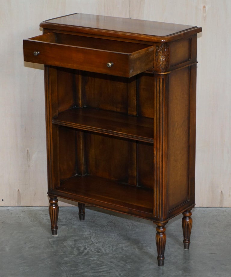 Theodore Alexander Dwarf Open Bookcase with Brown Leather Side Panels ...