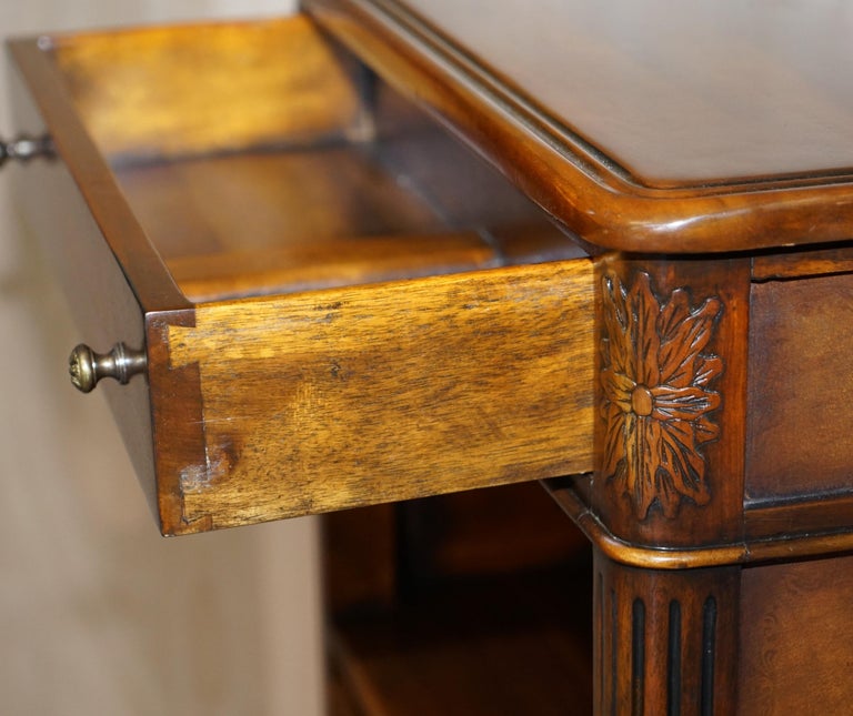 Theodore Alexander Dwarf Open Bookcase with Brown Leather Side Panels ...