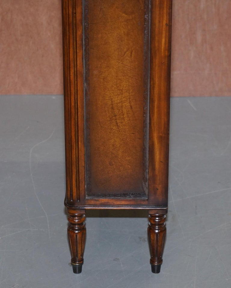 Theodore Alexander Dwarf Open Bookcase with Single Drawers Leather Clad ...